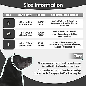 IECOii Ear Covers for Dogs,Dog Head Warp Anxiety Relief Dog Hematoma Ear Wrap for Noise,Warm Pet Ear Protector,Dog Ear Cover Noise Protection-Vacuum Cleaner,Calming Snoods for Dogs Large,Black-L