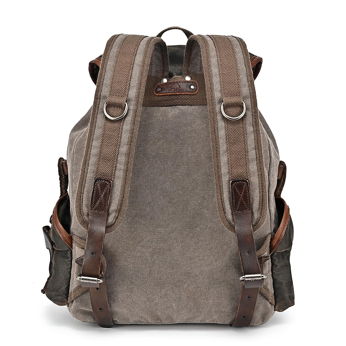 TSD The Same Direction Tapa Canvas Backpack | Vintage Backpack | Large Canvas Backpack with Genuine Leather Accents | For Laptop - Retro Backpack (Grey)