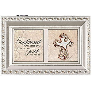 Cottage Garden Confirmation Inspirational Champagne Silver Petite Music Box Plays Amazing Grace