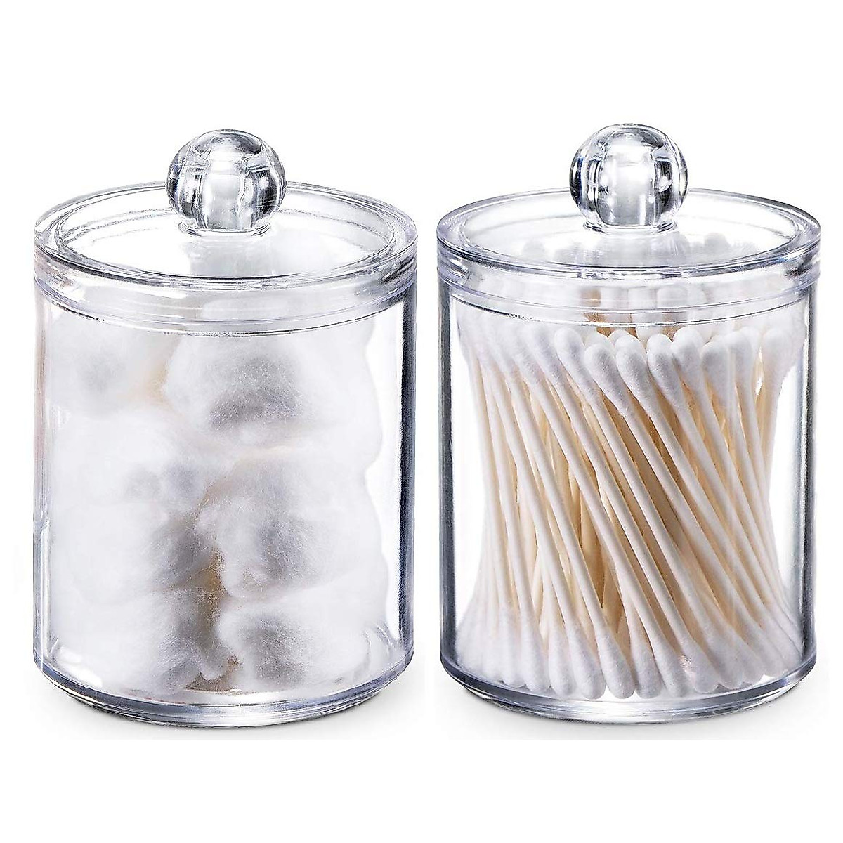 Kamay's 2PCS Transparent Dust-proof Cotton Ball Pad Swabs Make Up Pads Dispenser Holder Organizer Container with lid Multifunction Acrylic Cosmetic Makeup Organizer (SF-297-2)