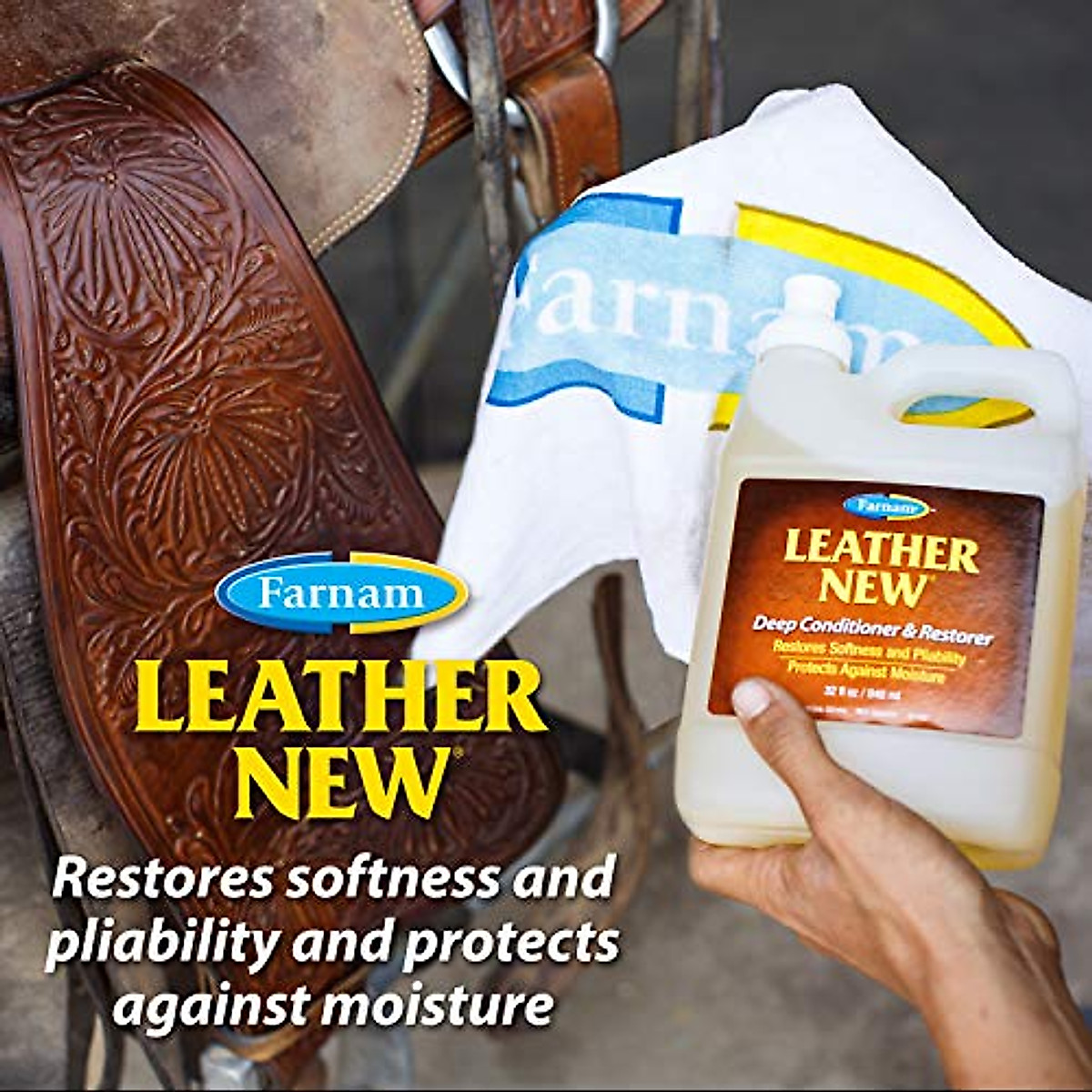 Farnam Leather New Deep-Cleaning Conditioner and Restorer for Saddles and Leather, 32 Ounces