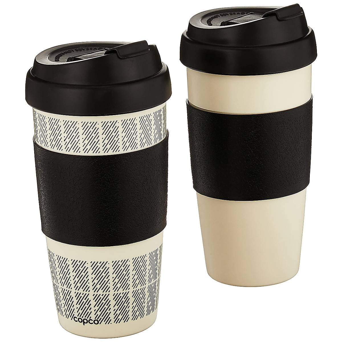 Copco 5237160 Reusable Set of 2 Insulated Double Wall Travel Mugs 16-ounce White/Black