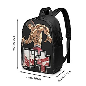 WAYOQI Baki the Grappler Laptop Backpack College Backpack Waterproof Durable Business Backpack With Usb Port Work Travel Casual Daypack 17 Inch