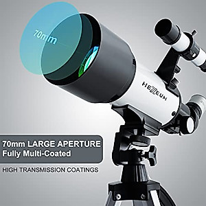Telescope 70mm Aperture 500mm - for Kids & Adults Astronomical refracting Portable Telescopes AZ Mount Fully Multi-Coated Optics, with Tripod Phone Adapter, Wireless Remote, Carrying Bag