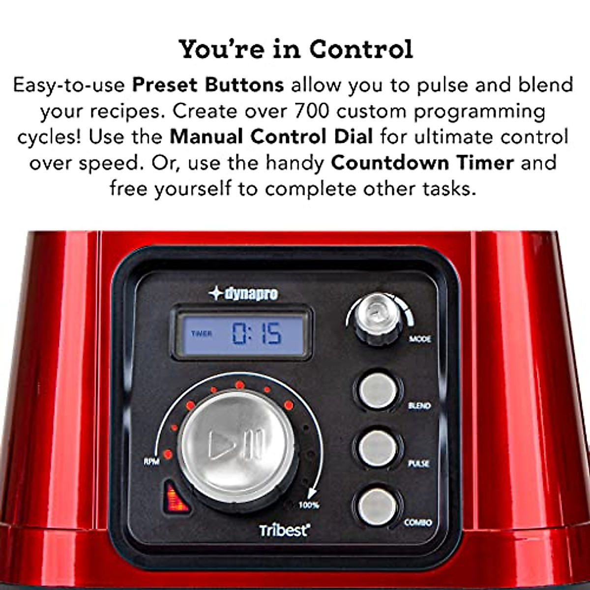 Tribest Dynapro High Speed 2.5HP Blender, Commercially Certified,Red,One Size