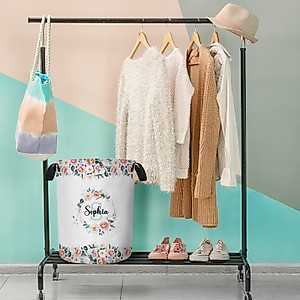 Custom Large Laundry Basket with Name, Personalized Collapsible Laundry Bag for Bathroom Living Room Bedroom Baby Nursery, Foldable Laundry Hamper for Adult Boys Girls Gift 15.7 * 19.6inch