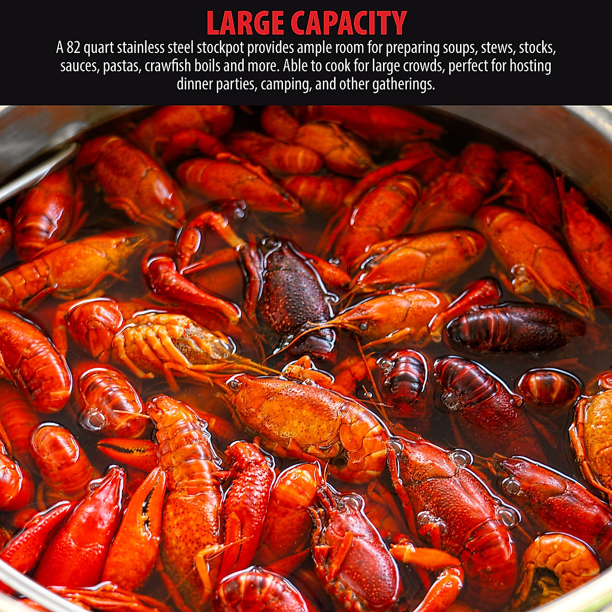 Chef's Secret 82 Quart Stainless Steel Stockpot w/Basket: Perfect for Soups, Boils, Stews and Tamales