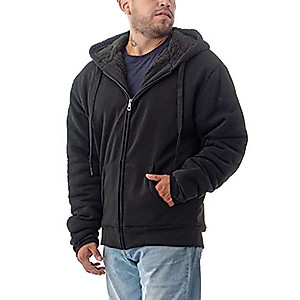 Jvini Men's Ultra Soft Sherpa Lined Hoodie - Full Zip-Up Fleece Sweatshirts 2X-Large Black