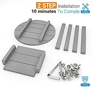 SAKSUN Round Outdoor Side Table, 18 Inch End Table 2-Tier Plastic Adirondack Tables with Storage Shelf, Weather Resistant for Patio,Garden, Porch (Grey)