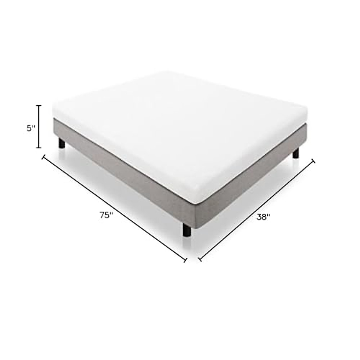 LUCID 5 Inch Gel Memory Foam Dual-Layered-CertiPUR-US Certified-Firm Feel Mattress, Twin, White