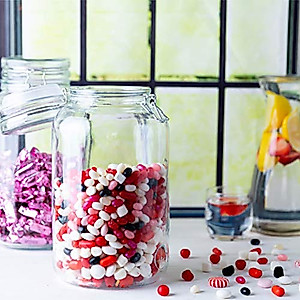 Glass Jars with Airtight Lid | Glass Airtight Food Storage Containers | Clear Leak Proof Rubber Gasket and Clamp Lid [Set of 4-1 Gallon Jars]