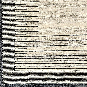 Hauteloom Omeo Wool Living Room, Bedroom Area Rug - Contemporary - Beige, Blue, Black - 8' x 10'