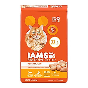 IAMS PROACTIVE HEALTH Adult Healthy Dry Cat Food with Chicken Cat Kibble, 22 lb. Bag