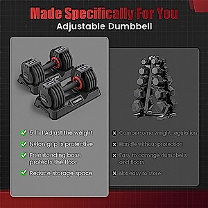Adjustable Dumbbells 25LB Single Dumbbell Weights, 5 in 1 Free Weights Dumbbell with Anti-Slip Metal Handle, Suitable for Home Gym Exercise Equipment