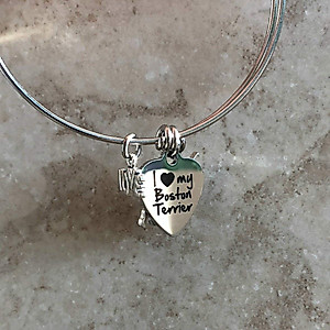 Boston Terrier Dog Bracelet - Expandable Charm Bangle for Terrier Owners - Pet Themed Jewelry