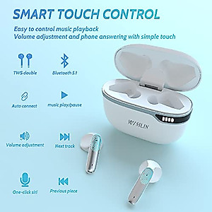JOYSILIN - True Wireless Earbuds - in-Ear Bluetooth Headphones - Built-in Microphone and Wireless Charging case - 36-Hour Loop - Sports Waterproof - Grey