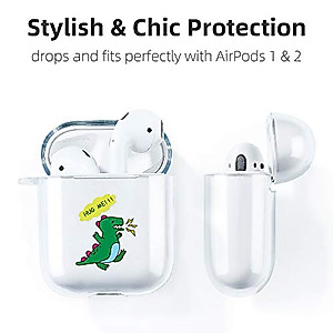 Akabeila Airpods Case Cover for Women Men,Compatible with Apple Airpods 2 Case Airpod Case Dinosaur Cute Clear Case Cases [Supports Wireless & Cable Charging] [with Carabiner] Anti-Fall Air Pod Case