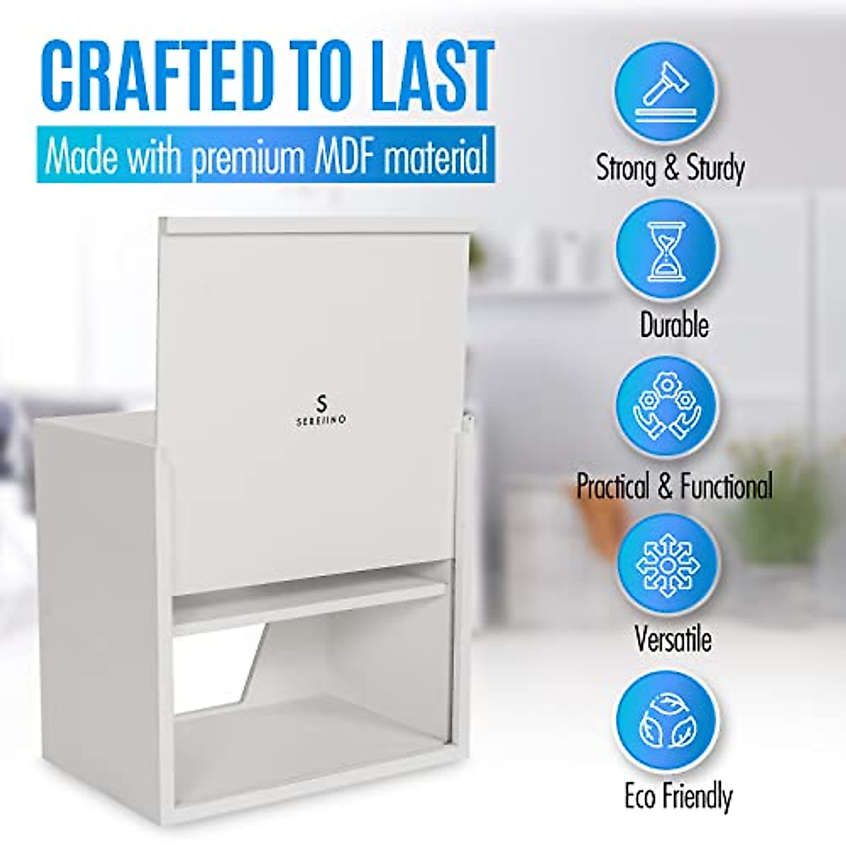 SEREIINO Wooden Dryer Sheet Holder - Modern Farmhouse Decor Laundry organizer - Rustic Dryer Sheets Dispenser Container - Laundry Room Storage and Accessories For Fabric or Softener Sheet Countertop