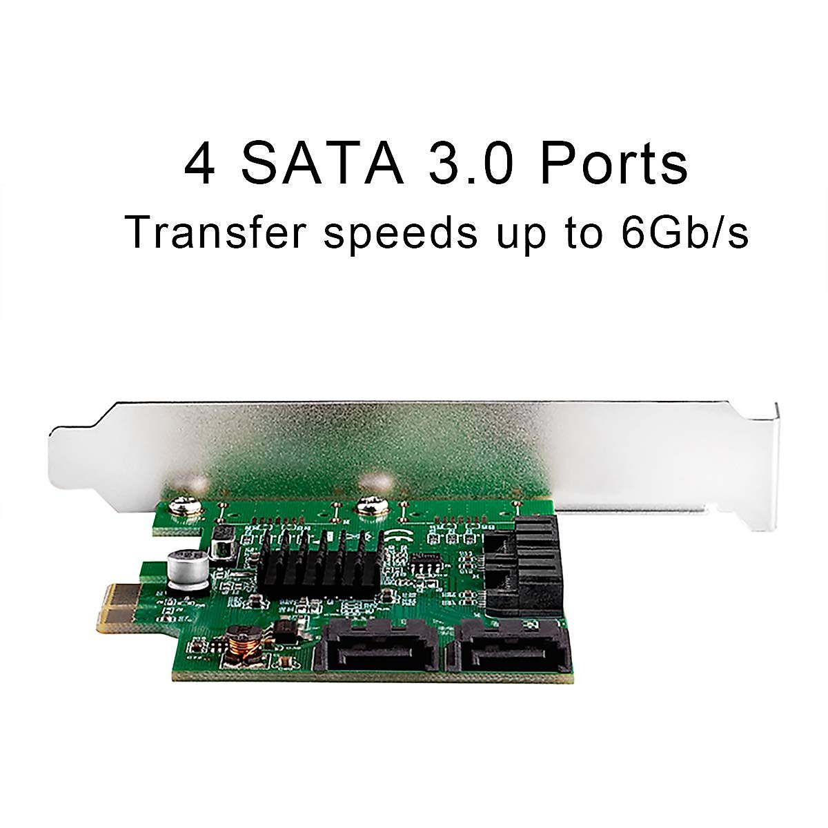 I/O Crest 4 Port SATA III PCI-e 2.0 x1 Controller Card Marvell 9215 Non-Raid with Low Profile Bracket SI-PEX40064