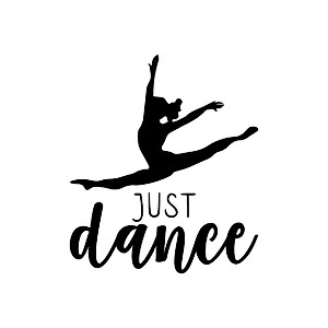 Vinyl Wall Art Decal - Just Dance - 25.5" x 22" - Cute Inspirational Little Ballerina Shape Design Sticker for Girls Bedroom Playroom Gym Yoga Ballet Studio Classes Office Decor (Black)