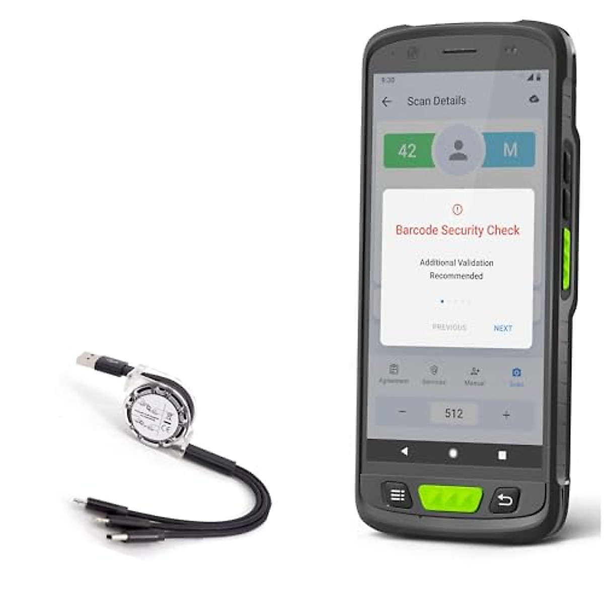 BoxWave Cable Compatible with ID Scan IDWare 9000 Plus - AllCharge miniSync, Retractable, Portable USB Cable - Jet Black