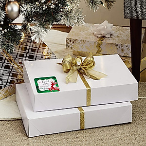 12 White Large Gift Wrap Boxes Bulik with Lids,12 Tissue paper and 80 Count Foil Christmas Tag Stickers for Wrapping x-large Clothes (Shirts, Robes, Coats, Sweaters, Jackets) and Presents