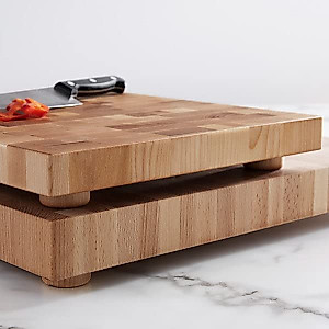 Personalization Universe Laurel Wreath Personalized Butcher Block Cutting Board, Custom Engraved Wood Cutting Board for Kitchen, First Home, House 16x18x1.75" - Made in USA