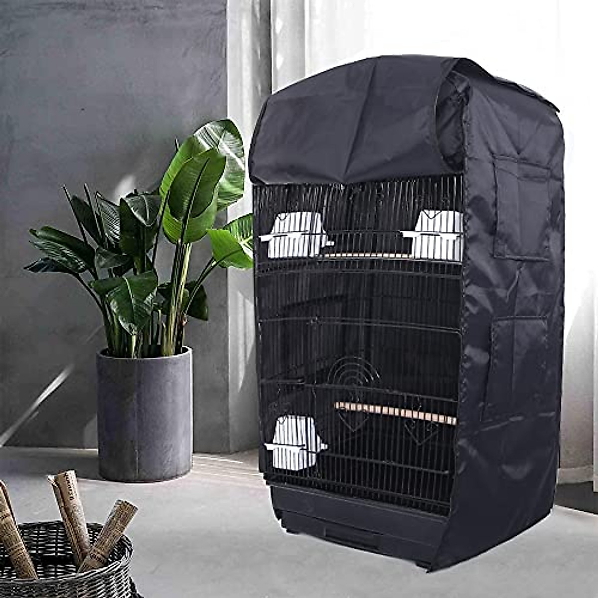 ASOCEA Extra Large Bird Parrot Cage Cover Good Night Birdcage Cover Universal Blackout for Parakeets Budgies Conure Macaw Square Cages - Black ( 18.1Lx13.8Wx32.3H)