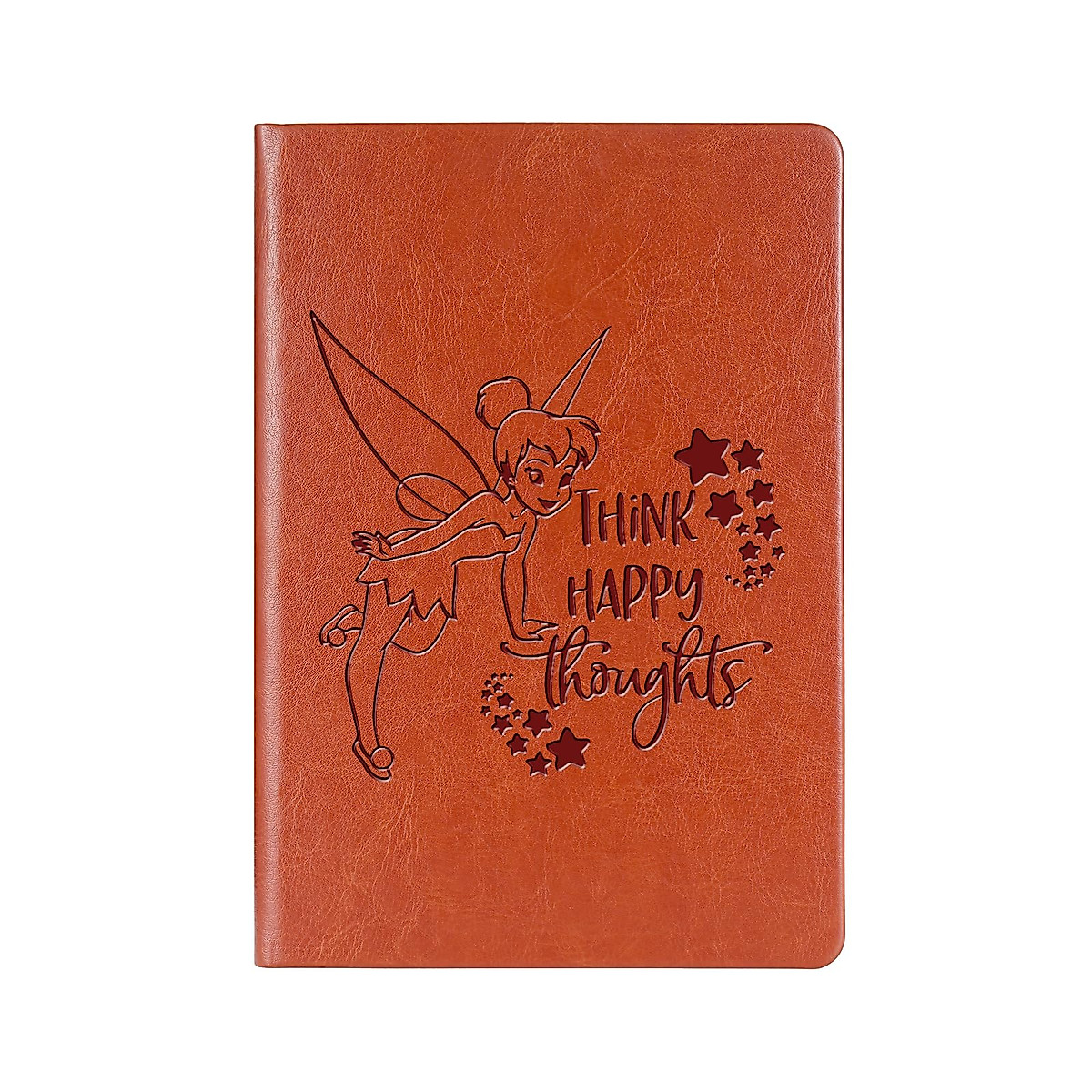 WHLBHG Tinker Bell Leather journal notebook Tinker Bell Lover Gift Think Happy Thoughts Pixie Fairy Tale Fans Inspired Gift for Friends Sisters (Think Happy Thoughts)