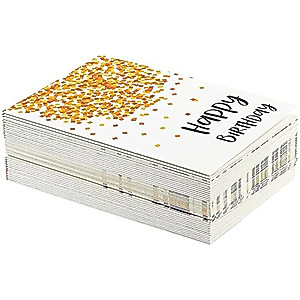 48 Pack Birthday Cards Bulk, 6 Assorted Confetti Designs with Envelopes, 4x6