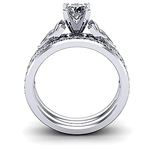 Engagement Ring For Women Bridal Sets 1-2/5 Ct. Tw. Moissanite Engagement Ring Set 18k Gold Wedding Ring Set Anniversary Rings Free Engraving