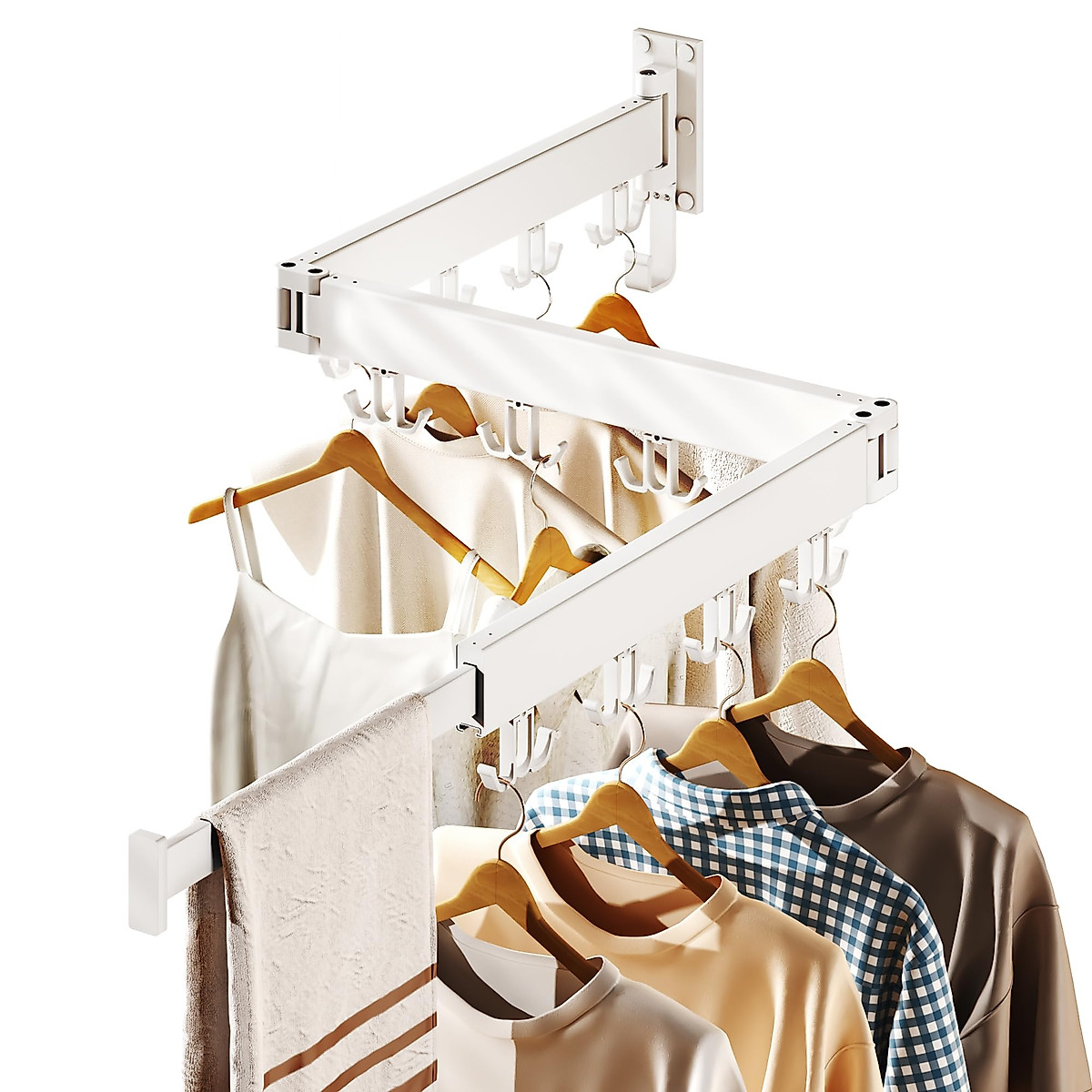 HEILAIYI Clothes Drying Rack Wall Mounted,Drying Rack Clothing,Wall Mounted Drying Rack,Laundry Room Organization and Storage,Laundry Drying Rack,Collapsible Dying Racks for Laundry