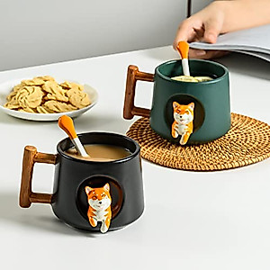 OverTwice Dog Lovers Gifts for Women, Shiba inu Cute Coffee Mug Set, Coffee Mug with Lid and Handle, his and hers gifts, Creative Birthday Gift,Engagement gift, Wedding Gift, Couple gifts 15oz …