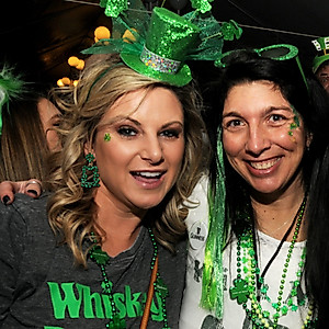 BriLove St.Patrick's Day Earrings Art Deco Sparkly Rhinestone Marquise Rectangle Flower Statement Dangle Earrings for Women Emerald Color Gold-Tone