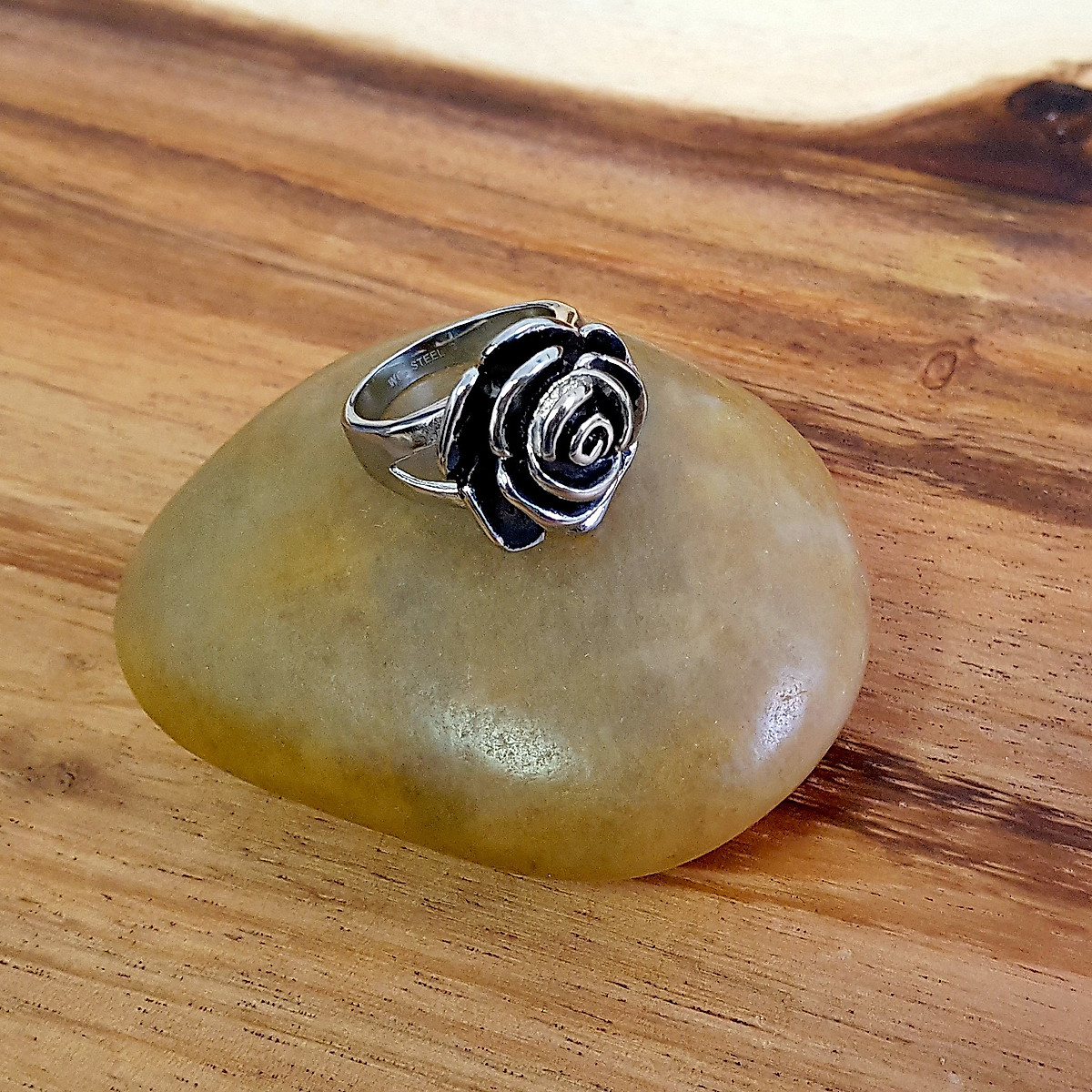 West Coast Jewelry | ELYA Stainless Steel Blooming Antiqued Rose Ring - Size 8