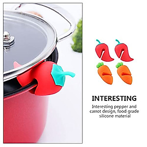Cabilock 8Pcs Spill- proof Lid Lifter Silicone Lid Lifts Carrot Chili Kitchen Pot Lid Holders Lid Stand Heat Resistant Holder Keep The Lid Open