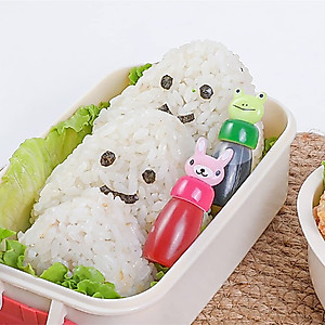 kekafu 3 Pieces Bento Soy Sauce Bottle with Funnel Mini Cute Animal Lunch Sauce Case Container Plastic Condiment Dispenser for Salad Ketchup Syrup Oil Outdoor Barbecue