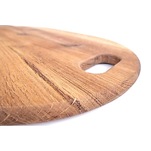 LUX American Oak Wood Oversized Serving Board 20.5" x 13" | Extra Large Charcuterie Board | Cheese Board With Handle for Serving Cheeses, Meats, Crackers, and Wine | Unique Gift (Oval Cutting Board)