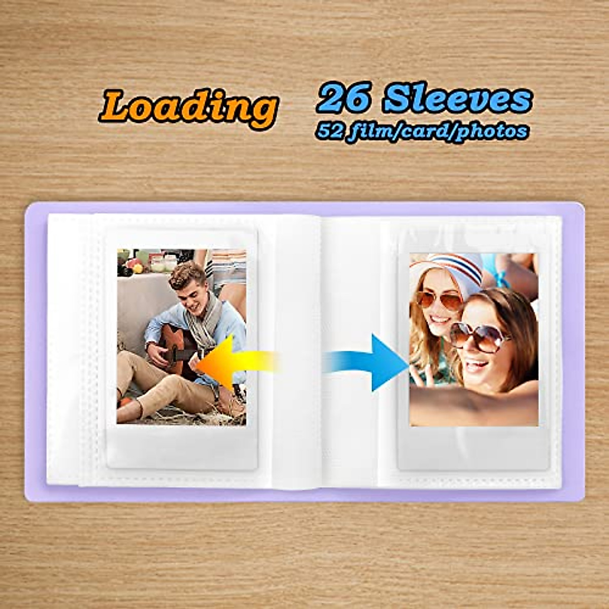 52 Pockets Mini Photo Album for Fujifilm Instax Mini Instant Film, Polaroid Snap, Z2300, SocialMatic Instant Cameras & Zip Instant Printer (Purple, 1Pack)