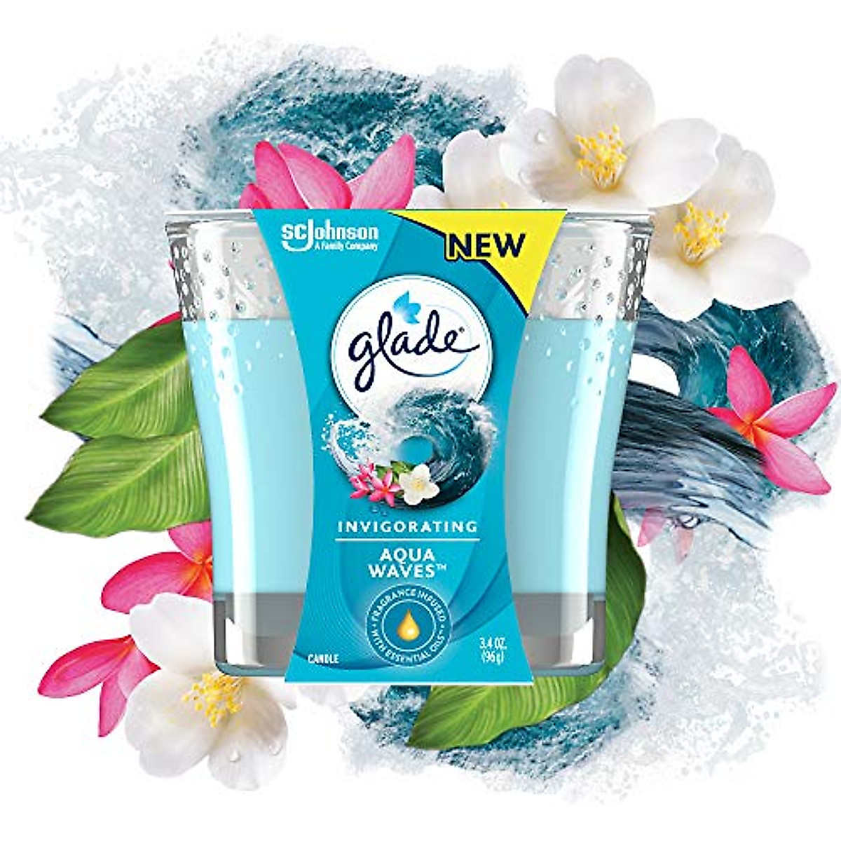 Glade Candle Jar, Air Freshener, Aqua Waves, 3.4 Oz