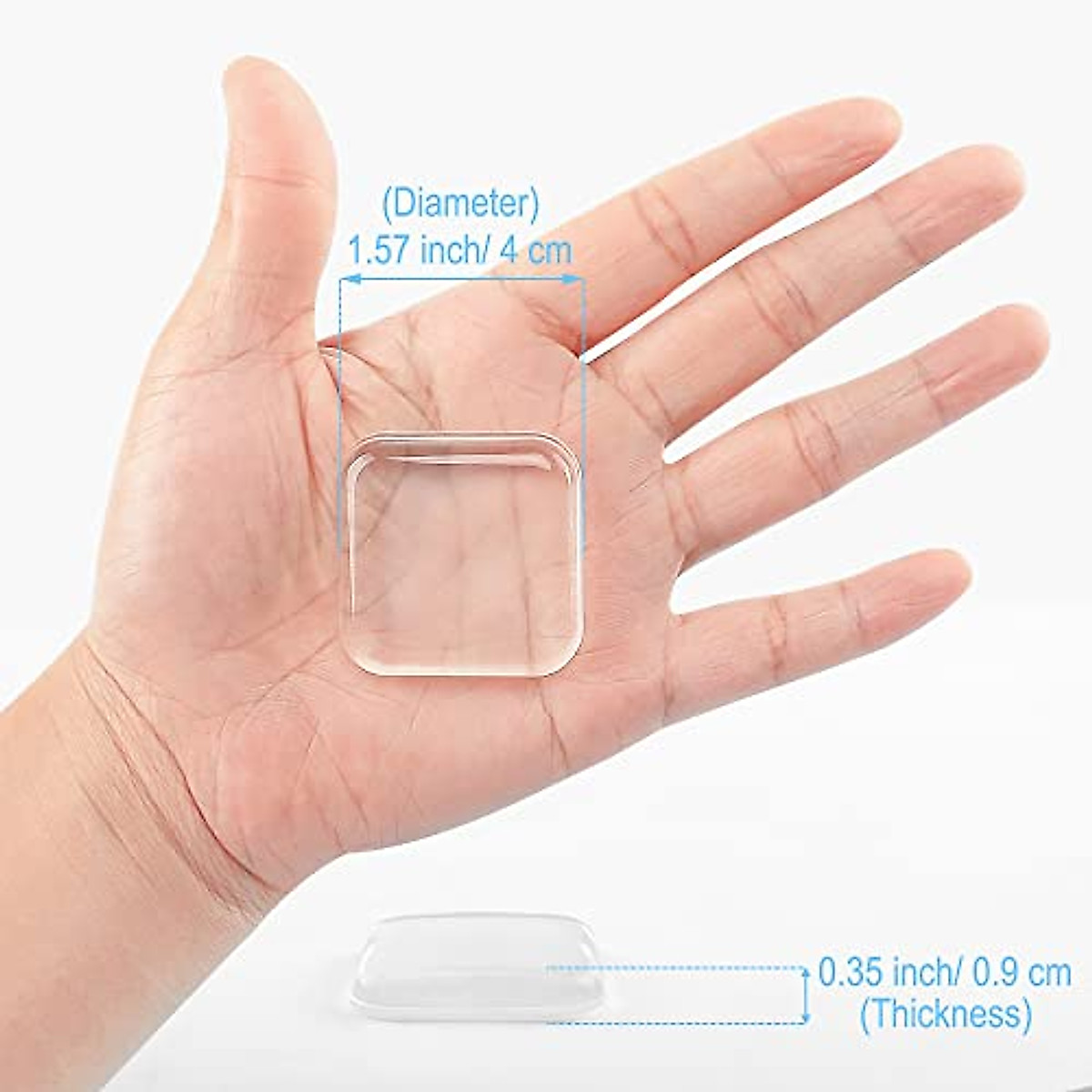 6 PCS Door Stopper Wall Protector, Transparent Square Door Knob Wall Shield, Soft Rubber Door Handle Bumper with Strong Self Adhesive, Thickened Door Bumpers for Walls (4 CM/Square, Clear)