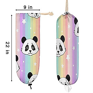 Panda Rainbow Star Grocery Plastic Bag Holder Wall Mount Plastic Bag Organizer Washable Large Hanging Plastic Bag Holder Shopping Bag Storage Dispenser Trash Bag Holder Home Kitchen