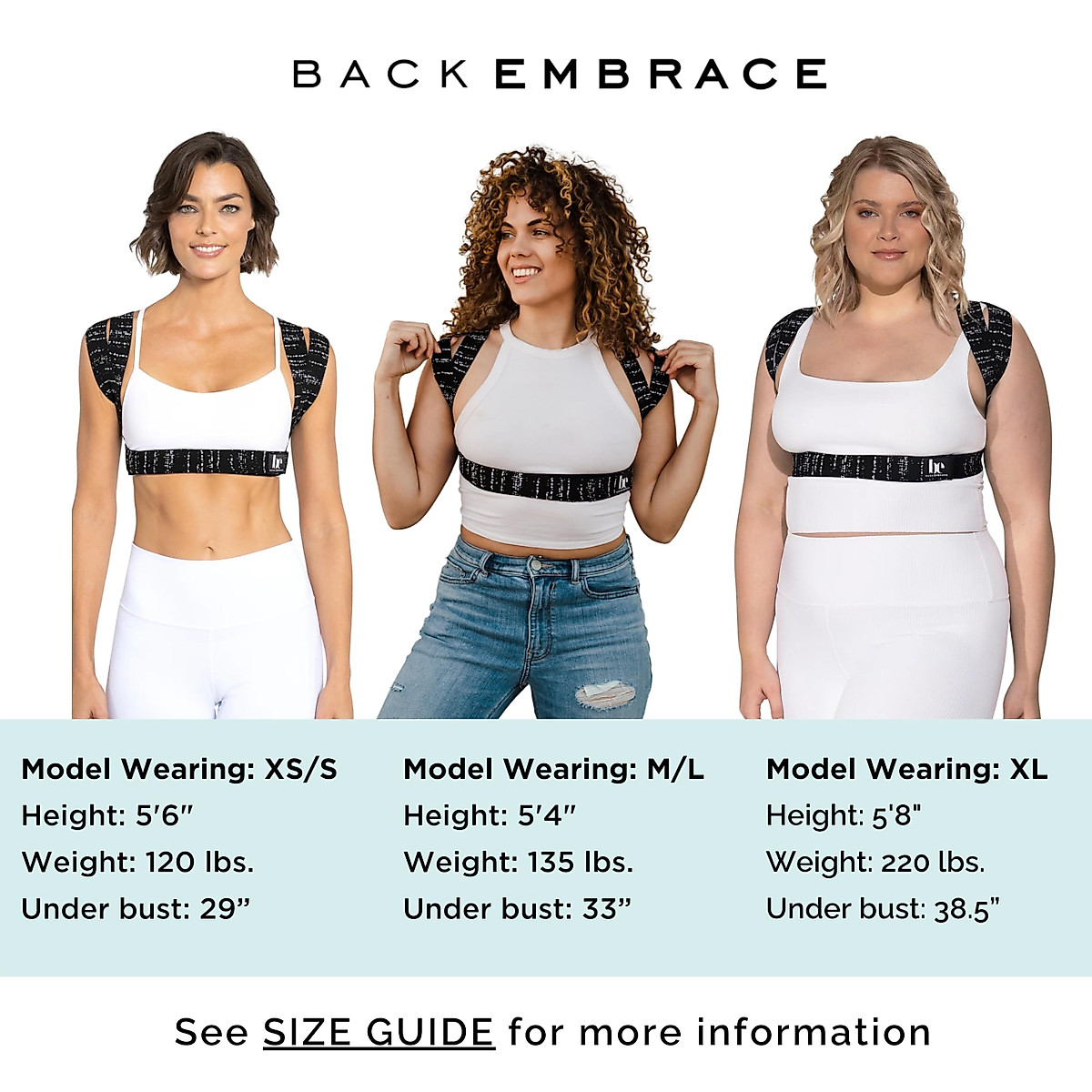BackEmbrace Posture Corrector for Women and Men - Made in USA - Slim and Adjustable Shoulder Brace - Back Brace for Back Pain Relief - Black Drizzle M/L