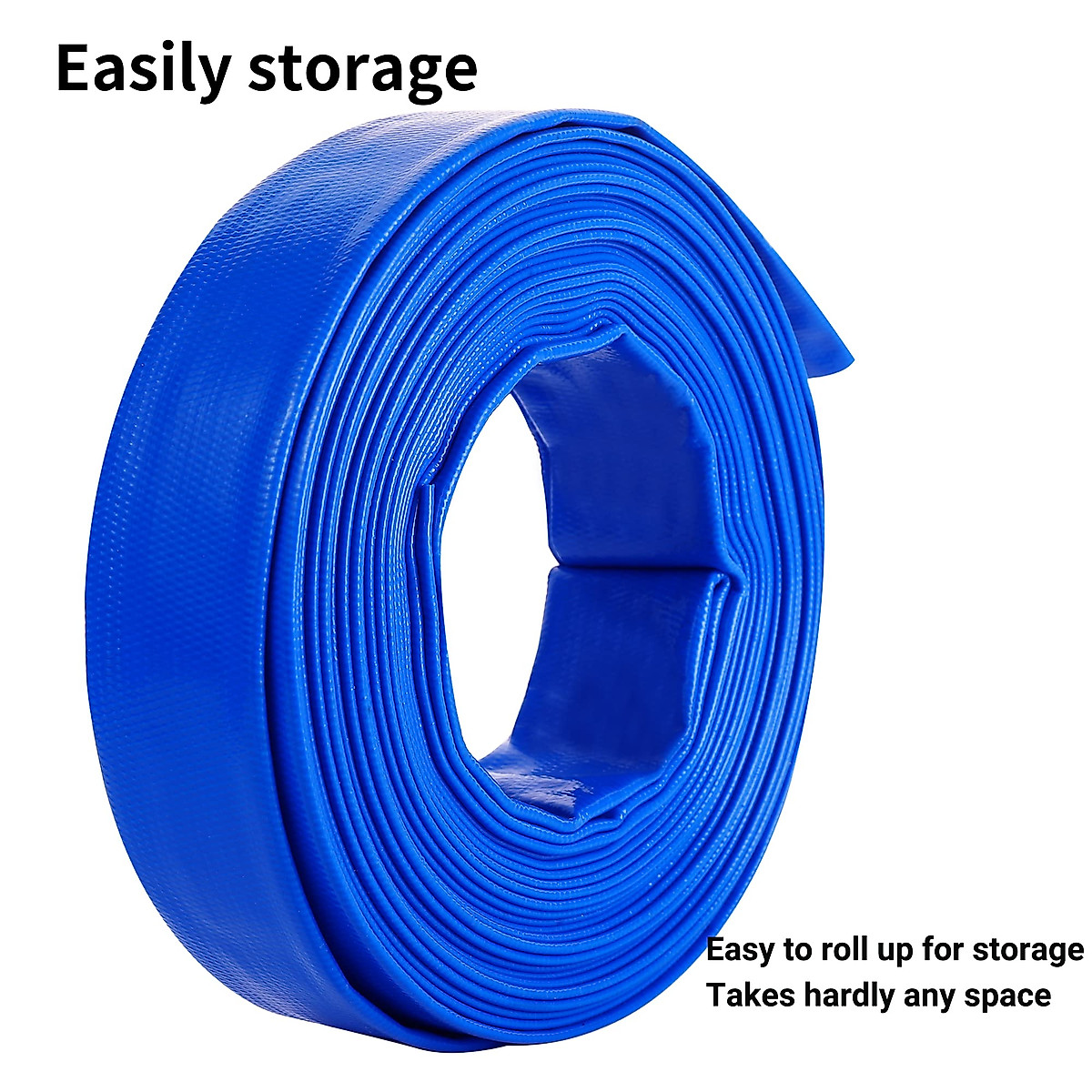 2" x 50 FT Pool Backwash Hose Blue Heavy Duty Reinforced PVC Lay Flat Water Discharge Hose for Swimming Pool Filter Pump,with 1 Clamp