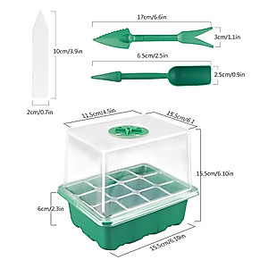 UNCLE.XIA 5 Pack Seed Trays Seedling Starter Tray Humidity Adjustable Plant Starting Kit with Dome and Base Greenhouse Grow Set Mini Propagator for Seeds Growing (60 Cells)