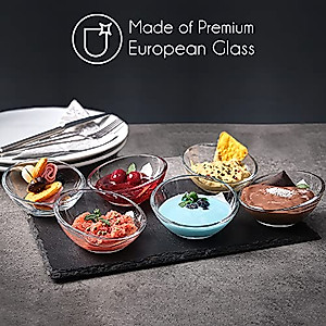 Crystalia Boutique Slant Cut Glass Bowls Set for Kitchen Prep, Small Pinch Bowls, Clear Glass Cooking and Serving Bowls for Fruit, Sauce, Dessert and Candy Dishes, Mini Decorative Dinnerware Set of 6