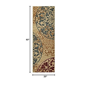 Mohawk Home Soho Medallones Garden Ornamental Runner Area Rug, 1'8"x5', Beige