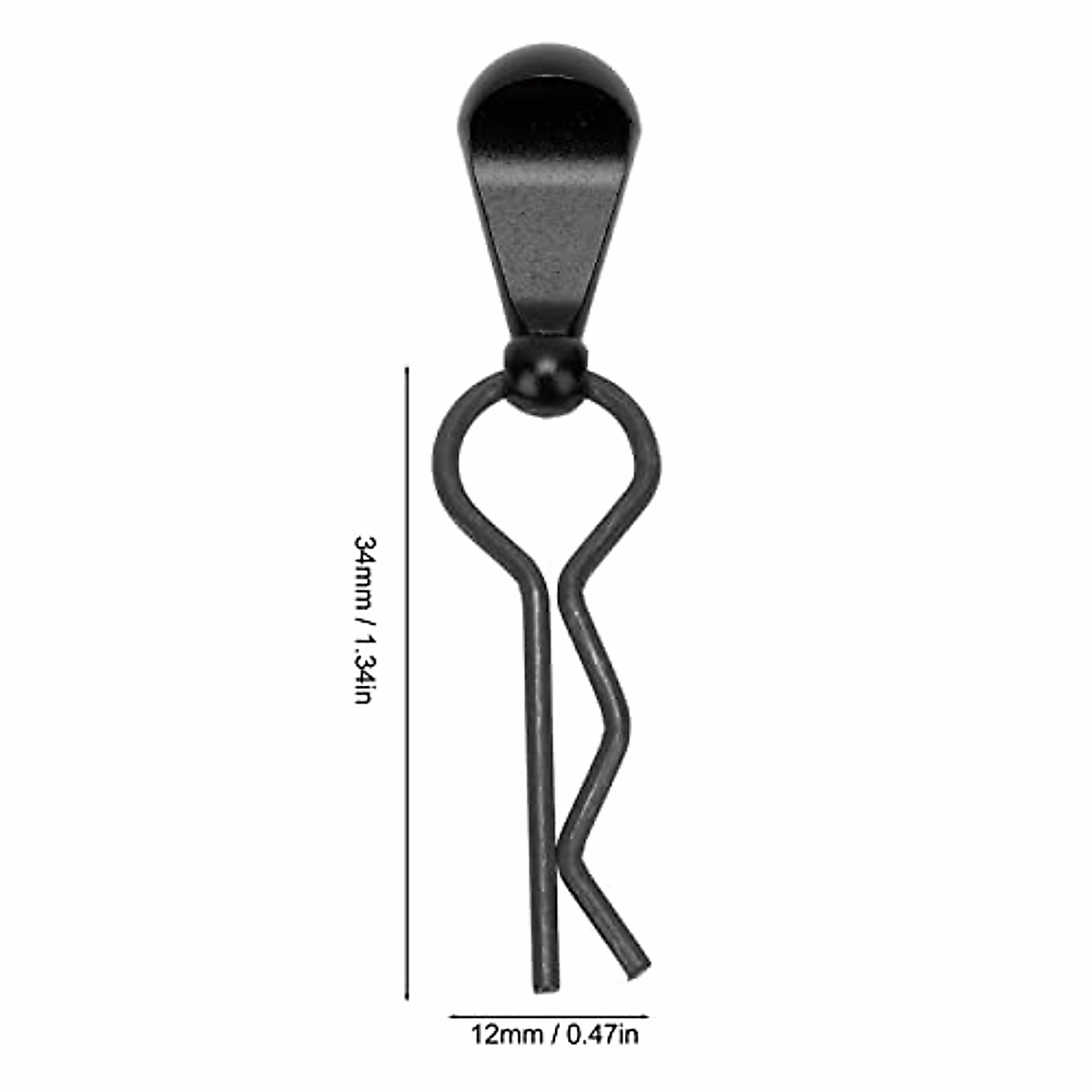 DAUERHAFT RC Car R Clips, Stainless Steel Easy Installation Durable 4Pcs RC Car Body Clip with Aluminum Alloy Handle for 1/10 RC Cars for 1/8 RC Cars(Black)