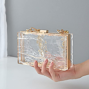 Women Acrylic Clear Purse Evening Clutch Vintage Banquet Shoulder Handbag(Coffee)