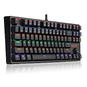 Redragon K576R DAKSA Mechanical Gaming Keyboard Wired USB LED Rainbow Backlit Compact Mechanical Gamers Keyboard 87 Keys for PC Computer Laptop Blue Switches (Black)
